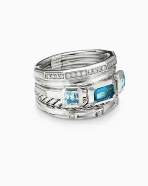 David Yurman Stax Five Row Ring - Hampton Blue Topaz