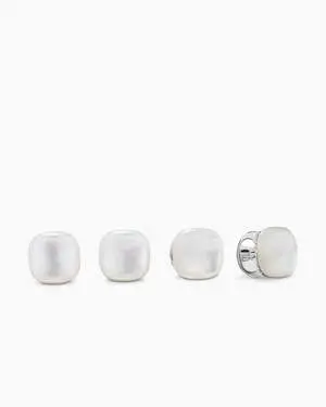 David Yurman Streamline® Cushion Tuxedo Studs In Sterling Silver With - Mother Of Pearl