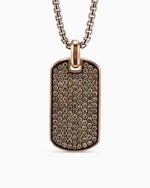 David Yurman Chevron Tag In 18k Rose Gold With Diamonds - Cognac Diamond