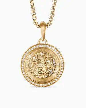 David Yurman St. Christopher Amulet In 18k Yellow Gold - Diamond