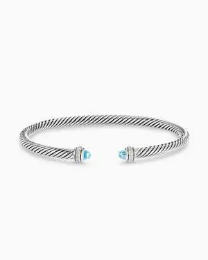 David Yurman Classic Cable Bracelet With Diamonds - Blue Topaz