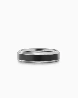 David Yurman Beveled Band Ring - Grey Titanium With Blk Titanium