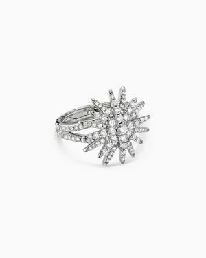 David Yurman 18k White Gold Starburst Ring - Diamond