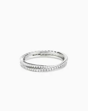 David Yurman Dy Crossover® Micro Pavé Platinum Band Ring With Diamonds - Diamond