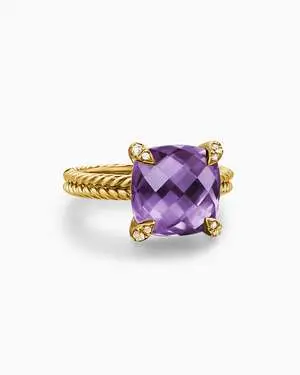 David Yurman David Yurman Chatelaine® Ring In 18K Yellow Gold With Citrine And Diamonds Amethyst