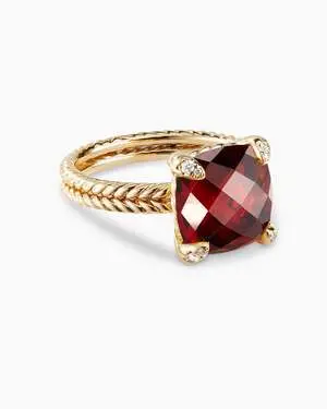 David Yurman David Yurman Chatelaine® Ring In 18K Yellow Gold With Citrine And Diamonds Garnet