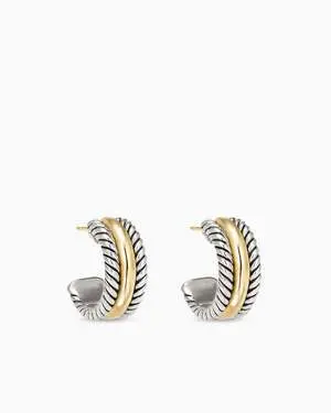 David Yurman Cable Collectibles® Huggie Hoop Earrings - Sterling Silver/14k Yellow Gold