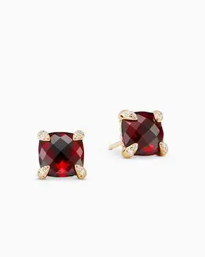 David Yurman Chatelaine® Stud Earrings With And Diamonds - Garnet