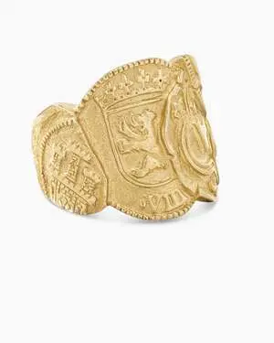 David Yurman Shipwreck Signet Ring - All 18k Yellow Gold