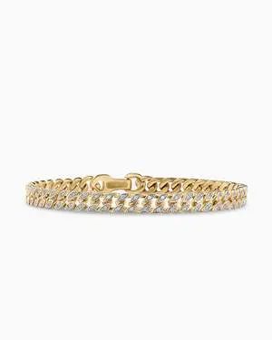 David Yurman 18k Yellow Gold Curb Chain Bracelet With Diamonds - Diamond