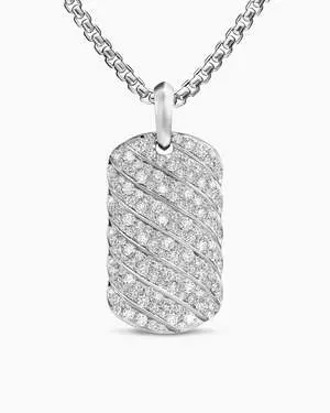 David Yurman Sculpted Cable Sterling Silver Tag - Diamond