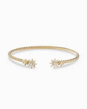 David Yurman 18k Yellow Gold Starburst Cable Bracelet With Diamonds - Diamond