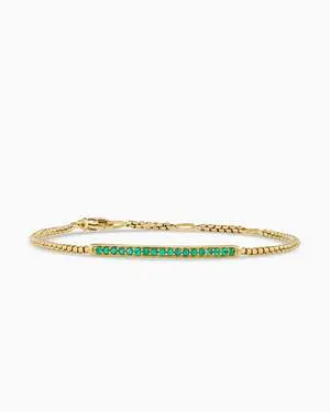 David Yurman 18k Yellow Gold Petite Pavé Bar Bracelet With Blue Sapphires - Emerald