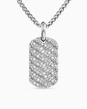 David Yurman Sculpted Cable Sterling Silver Tag - Diamond