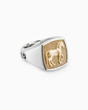 David Yurman Petrvs® Horse Signet Ring - Sterling Silver/18k Yellow Gold