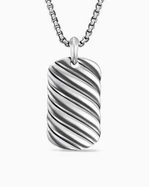 David Yurman Sculpted Cable Sterling Silver Tag - All Sterling Silver