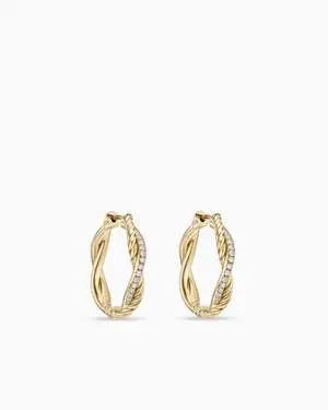 David Yurman 18k Yellow Gold Infinity Hoop Earrings With Diamonds - Diamond