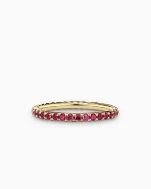 David Yurman Cable Collectibles® Stack Ring With Pavé Rubies In 18k Yellow Gold - Ruby