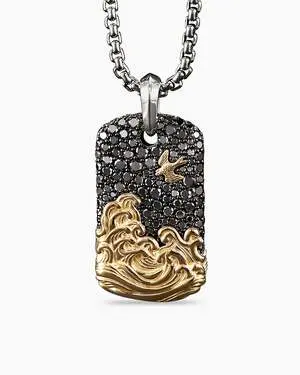 David Yurman Waves Tag With Black Diamonds - Black Diamond