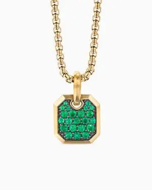 David Yurman 18k Yellow Gold Octagonal Amulet With Emeralds - Emerald