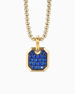 David Yurman David Yurman 18K Yellow Gold Octagonal Amulet With Emeralds Sapphire