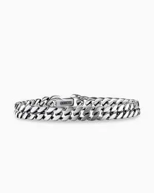 David Yurman Curb Chain Bracelet With Black Diamonds - All Sterling Silver