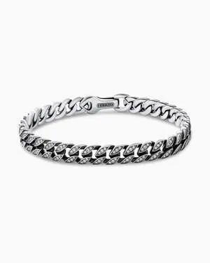 David Yurman Sterling Silver 8mm Curb Chain Bracelet - Diamond