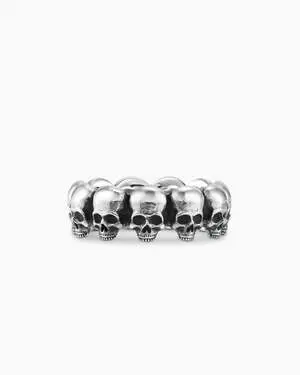 David Yurman Sterling Silver Memento Mori Skull Band Ring - All Sterling Silver