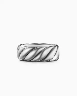 David Yurman Sculpted Cable Contour Band Ring In Sterling Silver - All Sterling Silver