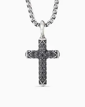 David Yurman Chevron Cross Pendant With Black Diamonds - Black Diamond