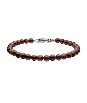 David Yurman Sterling Silver Tiger's Eye Spiritual Bead Bracelet - Red Tigers Eye
