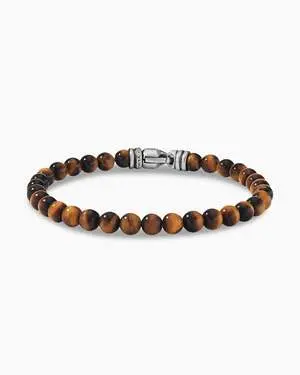 David Yurman Sterling Silver Tiger's Eye Spiritual Bead Bracelet - Tigers Eye