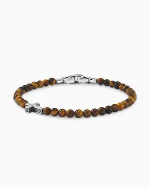 David Yurman Spiritual Beads Cross Station Bracelet - Tigers Eye