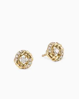 David Yurman 18k Yellow Gold Petite Infinity Stud Earrings With Diamonds