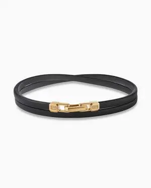 David Yurman Streamline® Double Wrap Bracelet - Black Leather