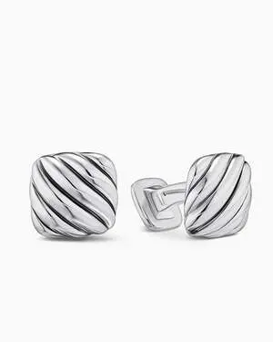 David Yurman Sculpted Cable Cushion Cufflinks In Sterling Silver - All Sterling Silver