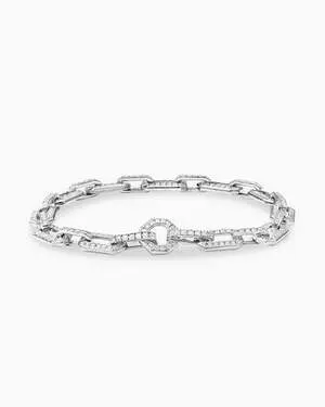 David Yurman 18k White Gold Pavé Chain Bracelet With Diamonds - Diamond