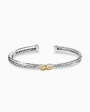 David Yurman Petite X Center Station Bracelet - Sterling Silver/18k Yellow Gold
