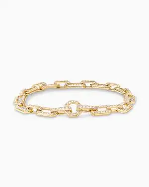 David Yurman 18k Yellow Gold Chain Bracelet With Pavé Diamonds - Diamond