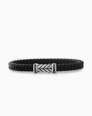 David Yurman Chevron Bracelet With Sterling Silver - Black Diamond Rubber