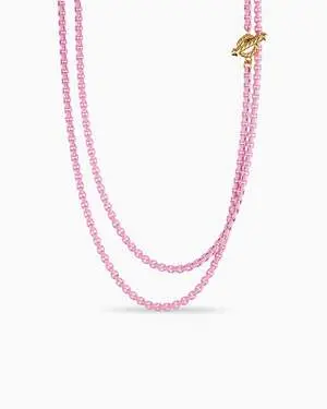 David Yurman Dy Bel Aire Color Box Chain Necklace In Acrylic With 14k Gold Accents - Blush