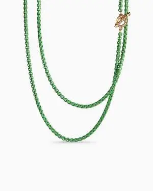 David Yurman Dy Bel Aire Color Box Chain Necklace In Acrylic With 14k Gold Accents - Green