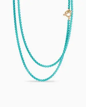 David Yurman Dy Bel Aire Color Box Chain Necklace In Acrylic With 14k Gold Accents - Turquoise Color