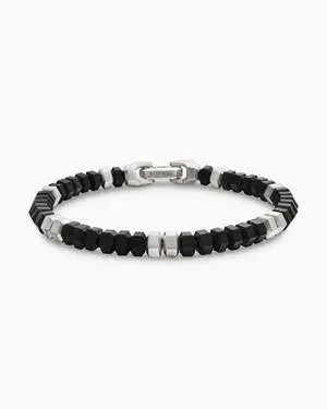 David Yurman Sterling Silver Hex Bead Bracelet With Red Tiger's Eye - Black Onyx