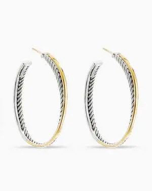 David Yurman Crossover Hoop Earrings - Sterling Silver/18k Yellow Gold