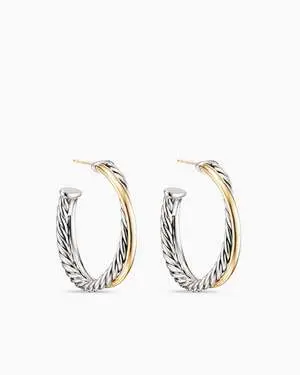 David Yurman Crossover Hoop Earrings - Sterling Silver/18k Yellow Gold