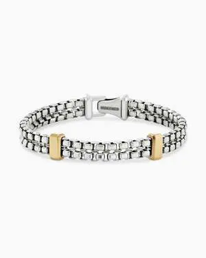 David Yurman Sterling Silver And 18k Yellow Gold Double Box Chain Bracelet - Sterling Silver/18k Yellow Gold