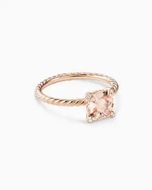 David Yurman 18k Rose Gold Chatelaine Ring With And Diamonds - Morganite