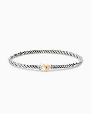 David Yurman Classic Cable Heart Bracelet - Sterling Silver/18k Yellow Gold