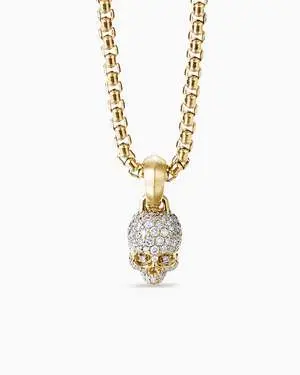 David Yurman Skull Amulet With Diamonds And 18k Yellow Gold